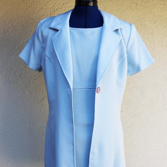 Jackets & Coats | Baby Blue 2 Piece One Button Blazer Dress | Poshmark